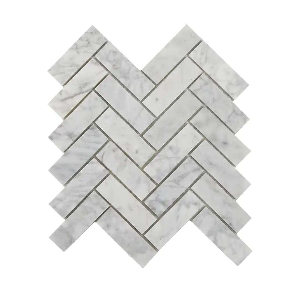 Carrara 1x3 Herringbone Honed Marble, part of our Carrara Series